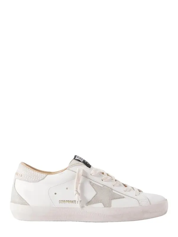 GOLDEN GOOSE Super-star Distressed Leather Sneakers - White