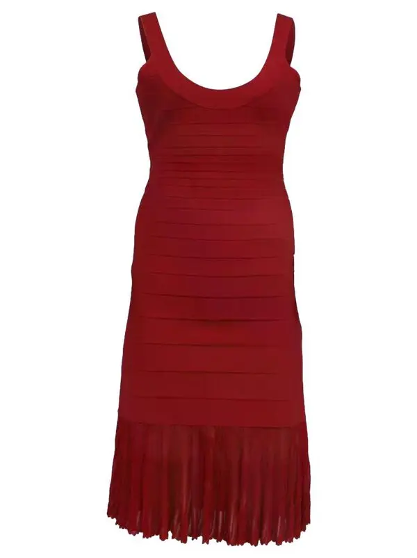 Herve Leger Pleated Bandage Midi Dress - Red