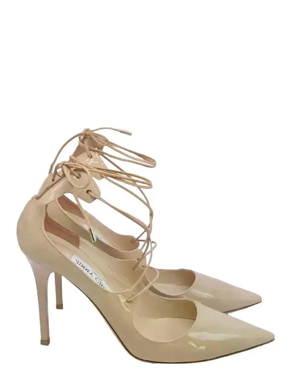 JIMMY CHOO Lace-up Patent Leather Pumps - Neutrals