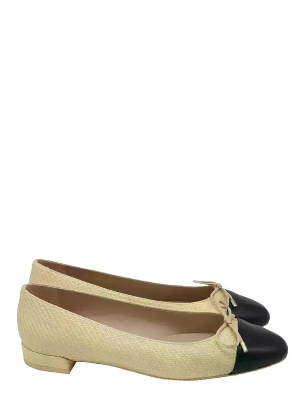 STUART WEITZMAN Raffia Bow Ballet Flats - Neutrals