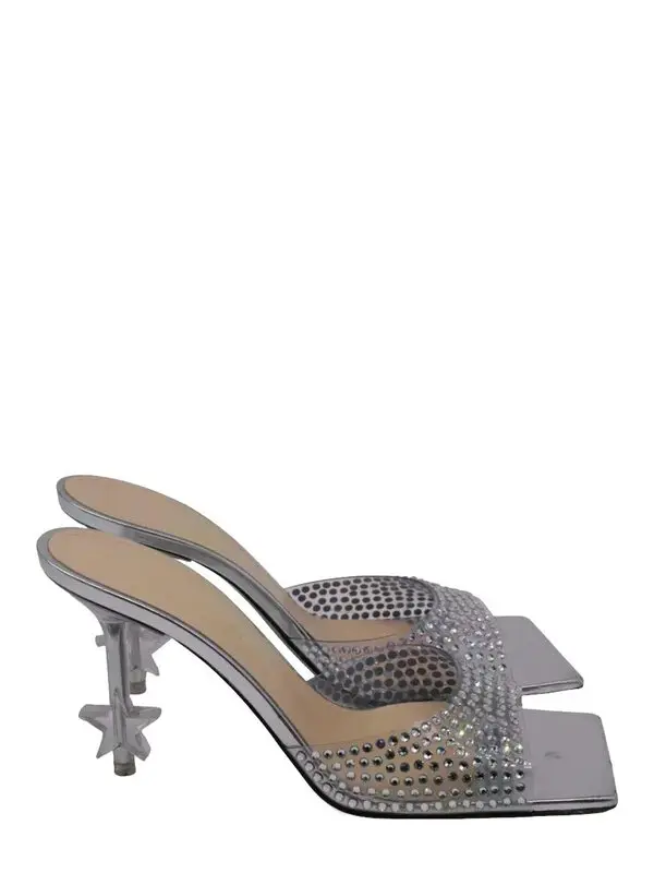 Mach & Mach Crystal Square-toe Sandals - Silver