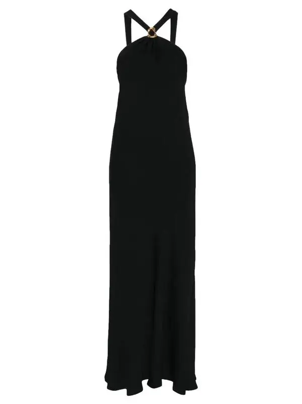 FORTE_FORTE Ring Halterneck Maxi Dress - Black