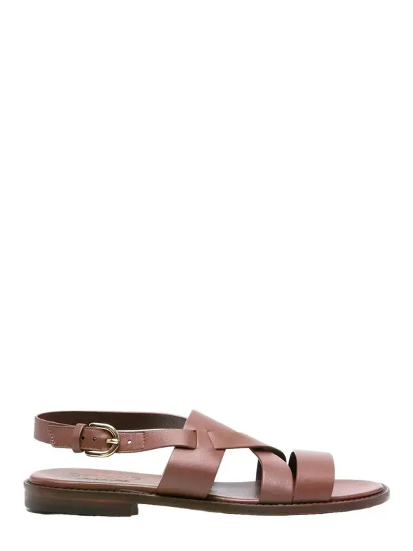 DOUCAL'S Leather Flat Sandals - Brown
