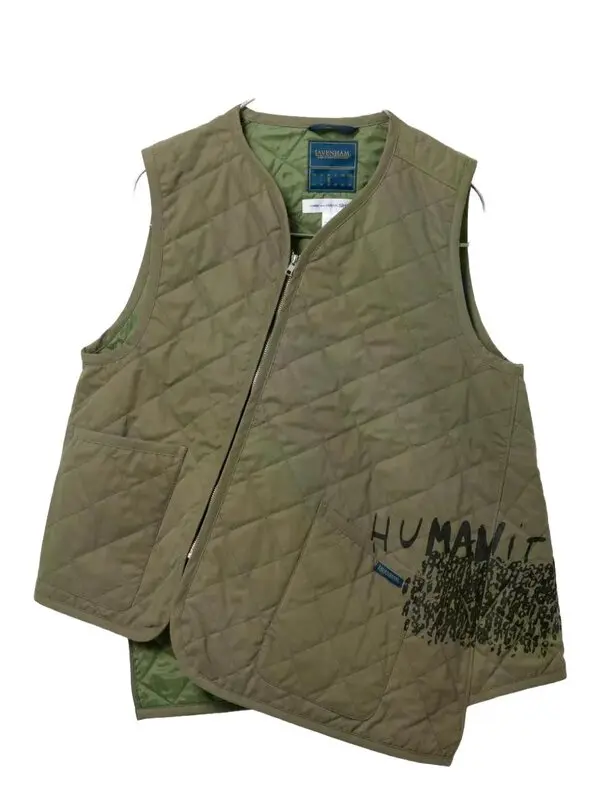 Comme Des Garçons Quilted Zip-up Gilet - Green