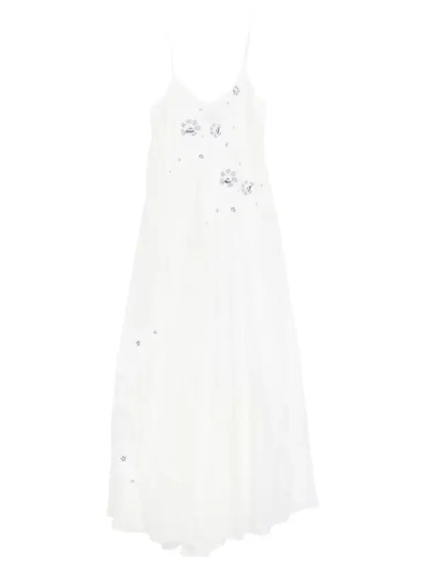 Ermanno Scervino Embroidered Maxi Slip Dress - White