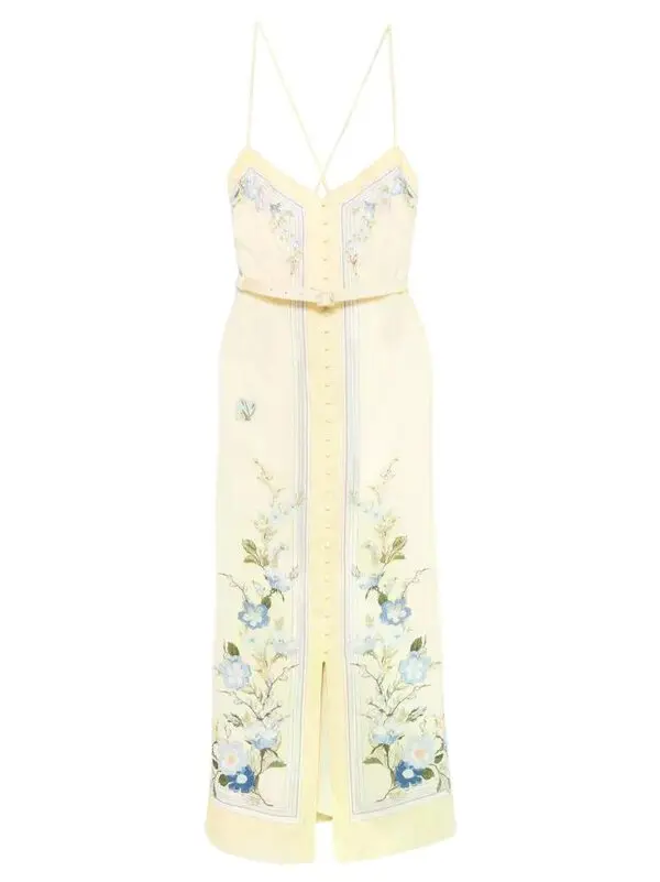 SELF-PORTRAIT Floral-print Midi Dress - Yellow