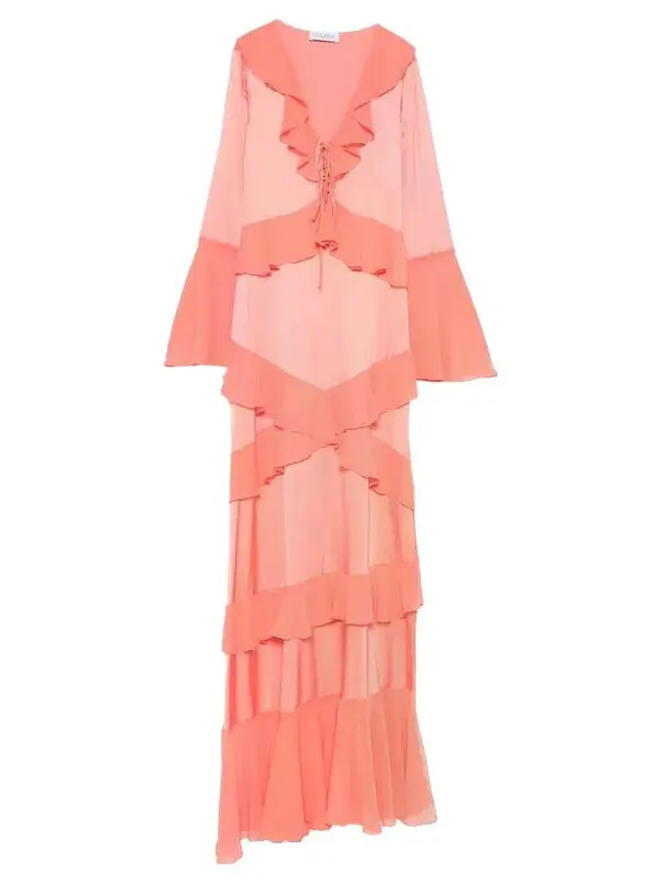 LES FILLES D'EVA Ruffled Maxi Dress - Pink