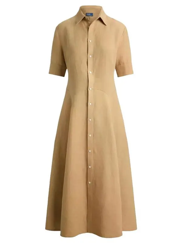 Polo Ralph Lauren Button-front Maxi Shirt Dress - Neutrals