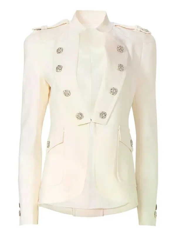 Costarellos Crystal-button Epaulettes Blazer - Neutrals