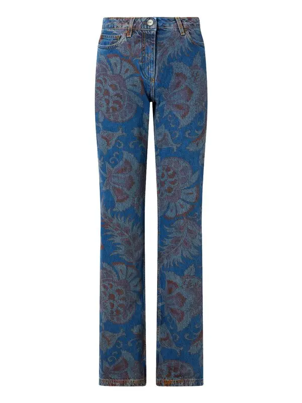 Etro Paisley-print Flared Jeans - Dark Denim
