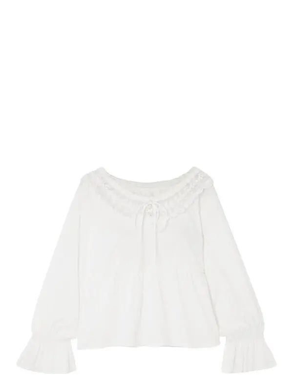Posse Danielle Lace-trimmed Cotton Blouse - White