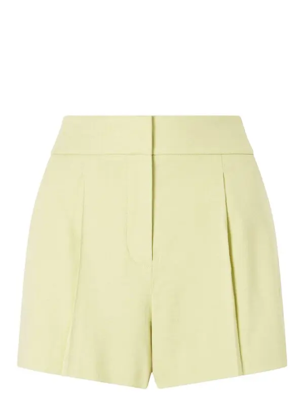 Veronica Beard Haina Pleated Linen-blend Twill Shorts - Light Green