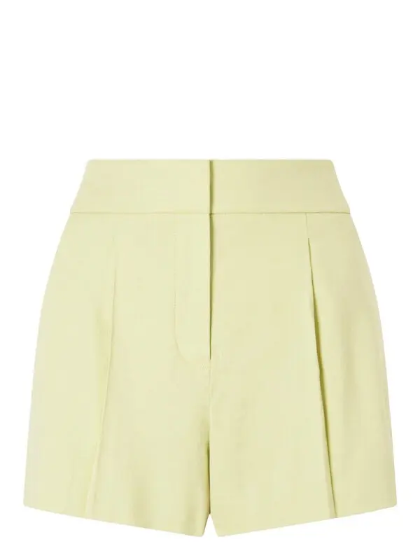 Veronica Beard Haina Pleated Linen-blend Twill Shorts - Light Green