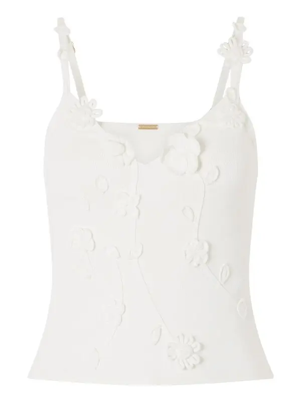 Cult Gaia Emiliana Floral-appliquéd Knitted Top - Neutrals
