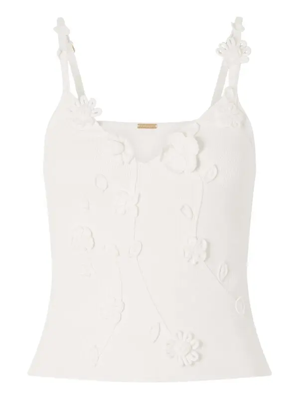 Cult Gaia Emiliana Floral-appliquéd Knitted Top - Off-white