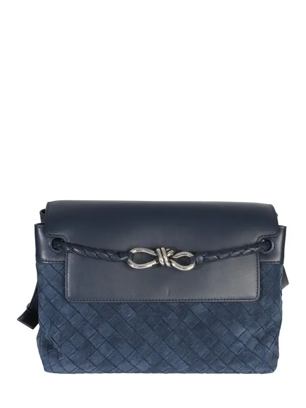Bottega Veneta Neptune Intrecciato Suede Andiamo Messenger Bag - Blue