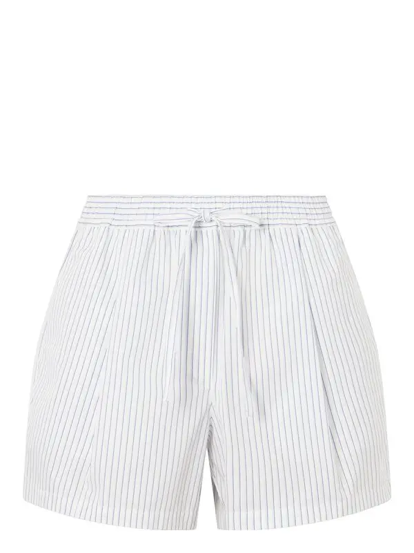 Dolce & Gabbana Striped Cotton And Silk-blend Drawstring Shorts - White