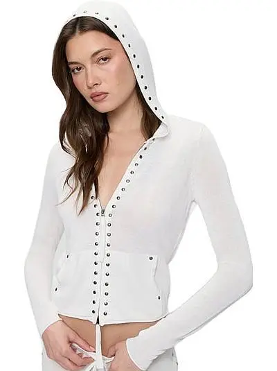 Victoria's Secret Frankies Bikinis Atlas Knit Hoodie - White,ivory