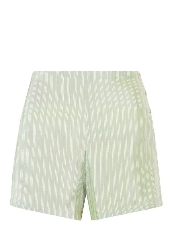BODE Sylvan Striped Silk-satin Shorts - Green