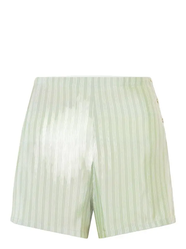 BODE Sylvan Striped Silk-satin Shorts - Sage Green
