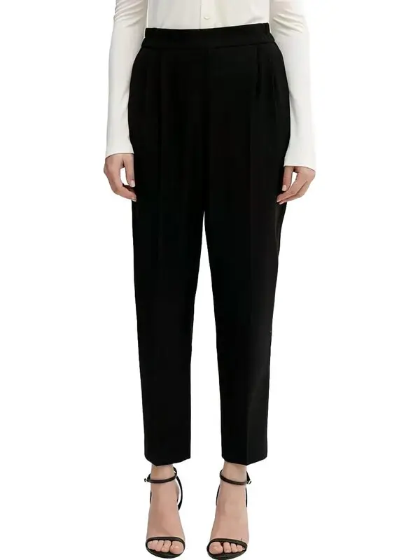 Sisley Pleated Straight Leg Trousers - Black