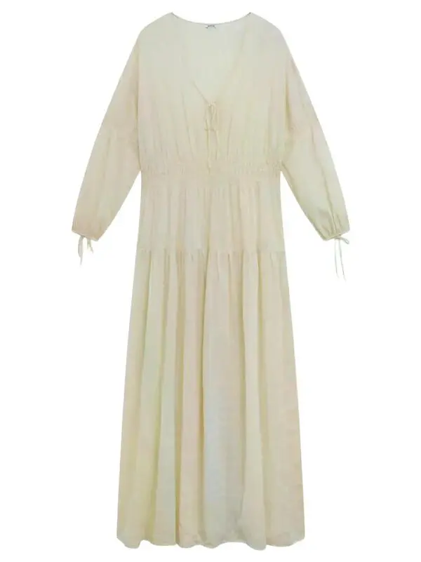 Aspesi Tiered Shirred Midi Dress - Neutrals