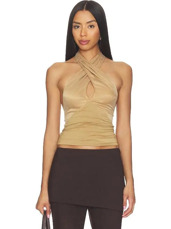 THE LINE BY K Vada Halter Top - Tan