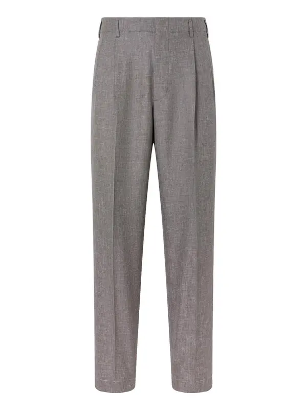 Brunello Cucinelli Straight-leg Pleated Wool Suit Trousers - Brown