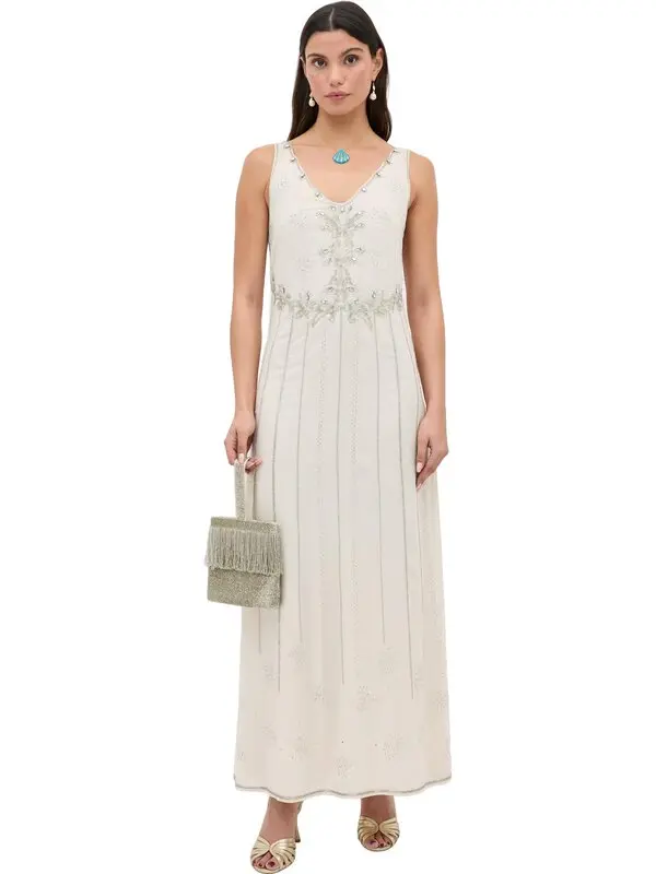 Rixo Silvanna Tilda Embellished Dress - Ivory