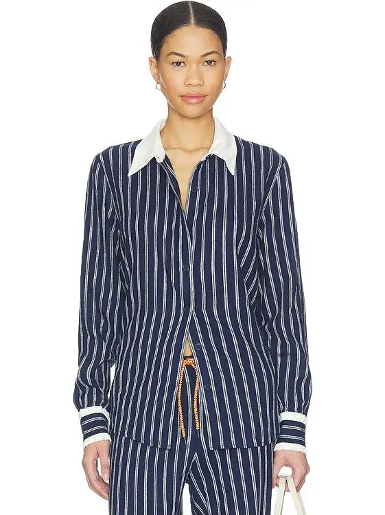 The Upside Belize Bobbi Collared Top - Navy