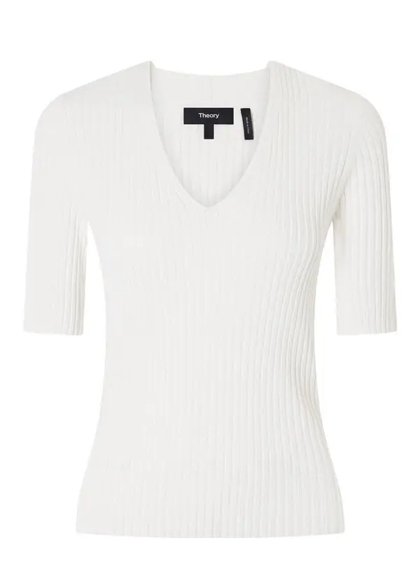 Theory Pointelle-knit Crepe T-shirt - White