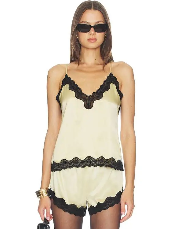 ROTATE BY BIRGER CHRISTENSEN Camisole With Lace Trim - Lemon