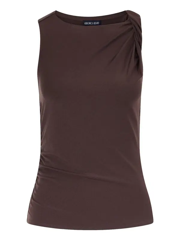 Veronica Beard Otessa Twisted Lyocell-blend Jersey Top - Brown