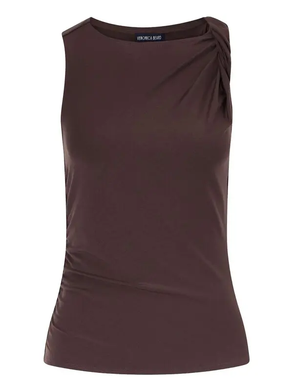 Veronica Beard Otessa Twisted Lyocell-blend Jersey Top - Dark Brown