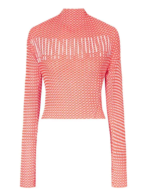 JEAN PAUL GAULTIER Gingham Illusion Woven T-shirt - Papaya