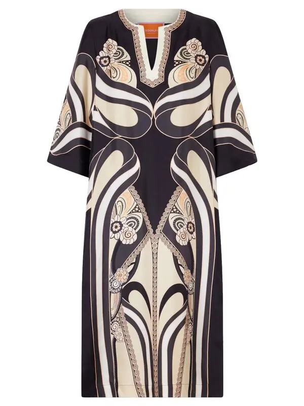 La DoubleJ Printed Silk-twill Midi Dress - Blue