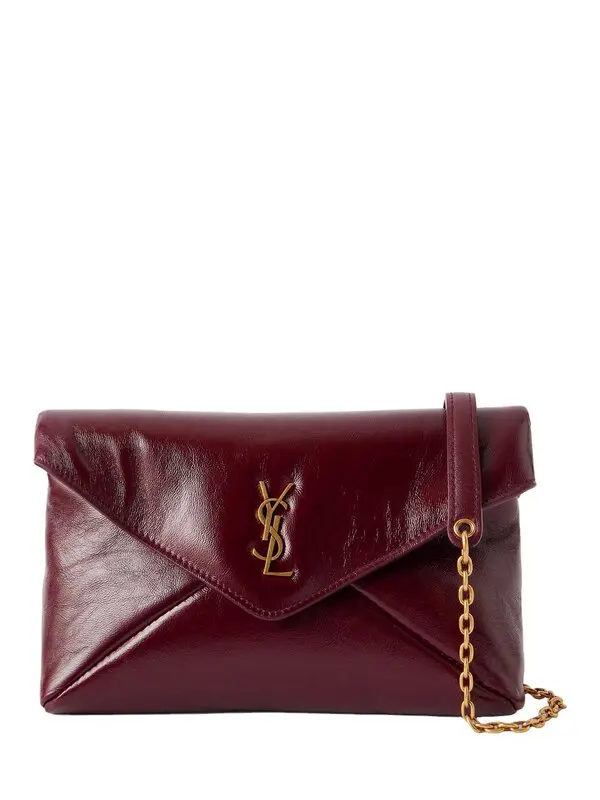 Saint Laurent Cassandre Leather Shoulder Bag - Burgundy