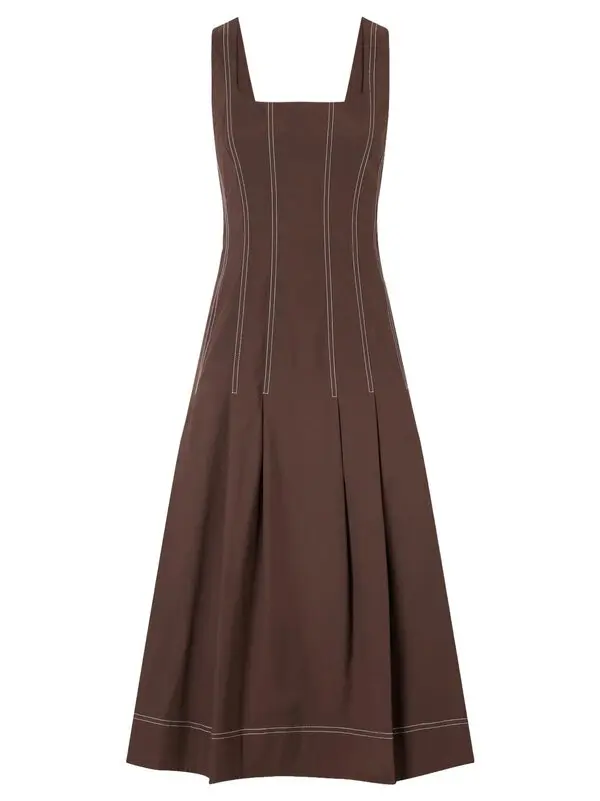 Veronica Beard Jolie Cotton-blend Poplin Midi Dress - Brown