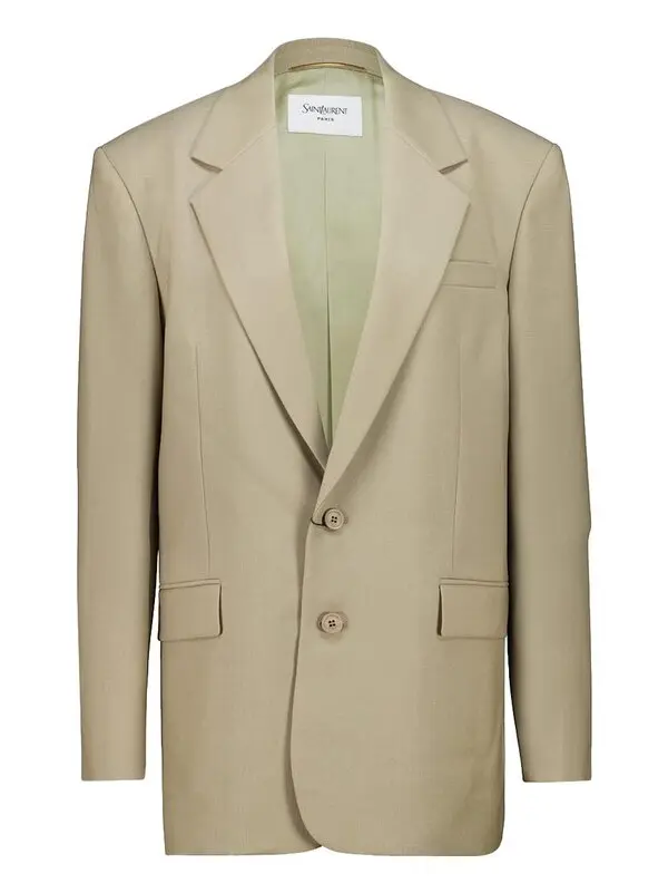 Saint Laurent Single-breasted Wool And Silk Jacket - Beige