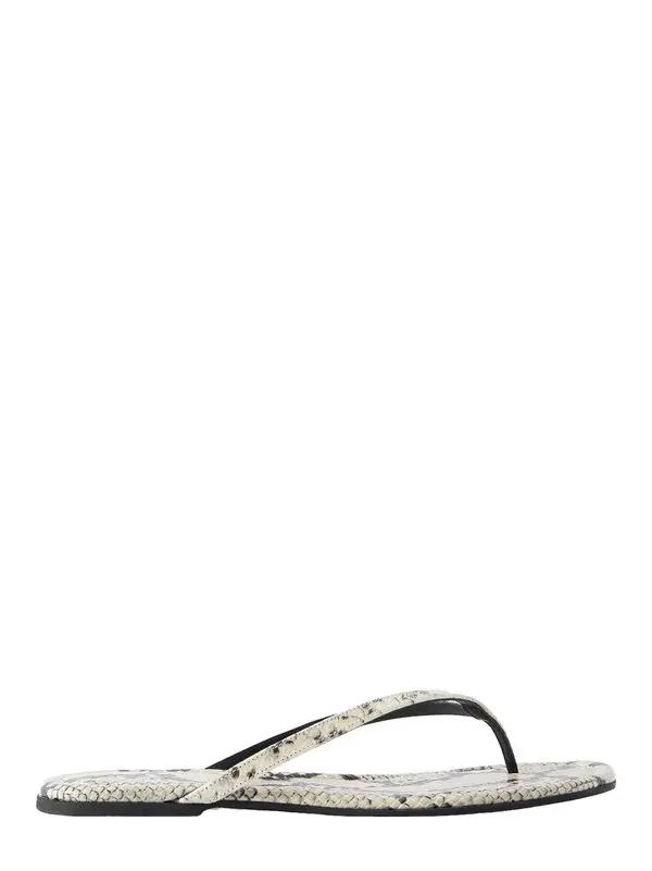 Staud Freja Snake-embossed Leather Flip Flops - Animal Print