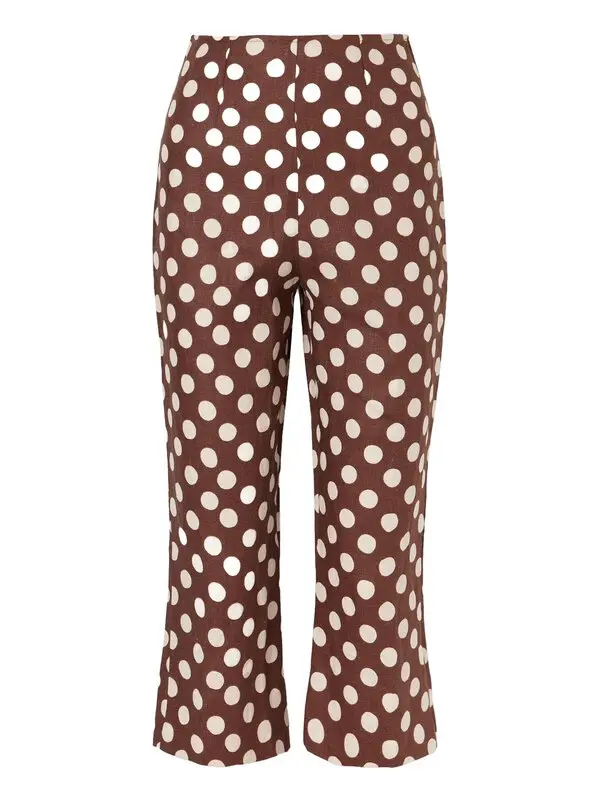 Faithfull The Brand Valeria Polka-dot Capri Pants - Brown