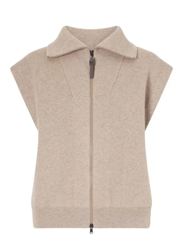 Brunello Cucinelli Cashmere-blend Zip-up Gilet - Brown