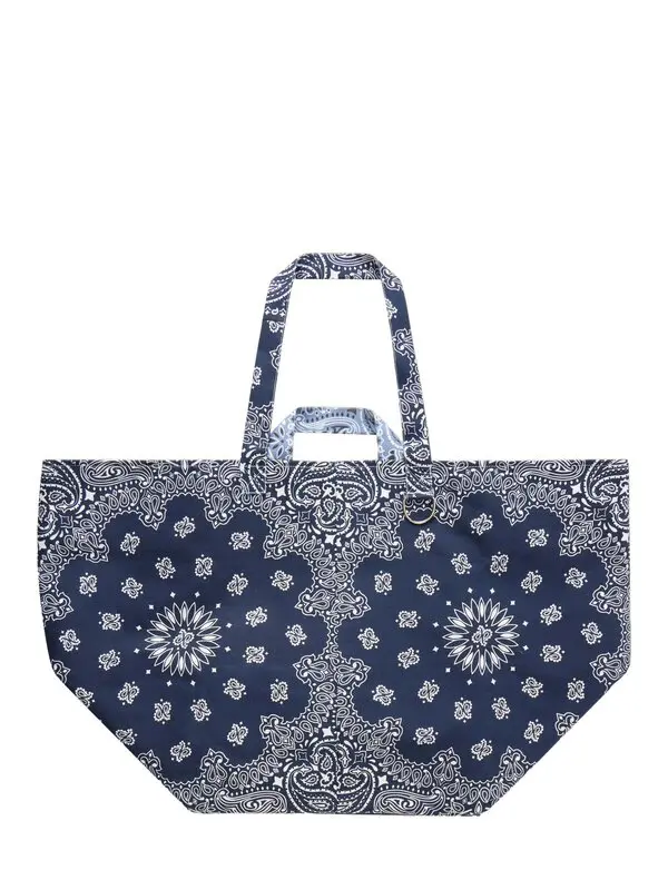 CALL IT BY YOUR NAME Maxi Basket Printed Cotton Tote - Blue
