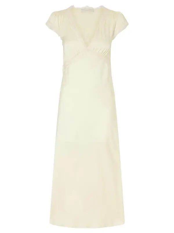 Faithfull The Brand Gala Lace-trimmed Recycled-satin Maxi Dress - Yellow