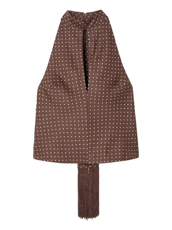 Posse Phoebe Polka-dot Tencel Lyocell Halterneck Top - Brown