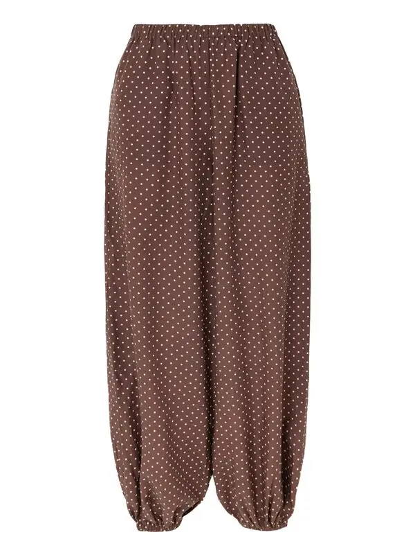 Posse Evie Polka-dot Tencel™ Lyocell Tapered Pants - Brown