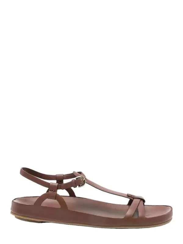 DEL CARLO Buckle-strap T-bar Sandals - Brown