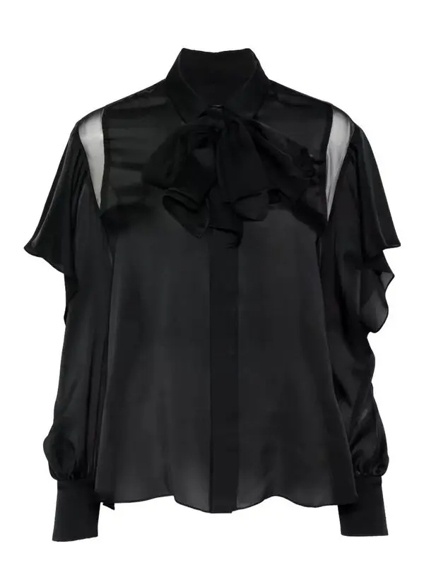 Sacai Pussy-bow Ruffled Shirt - Black