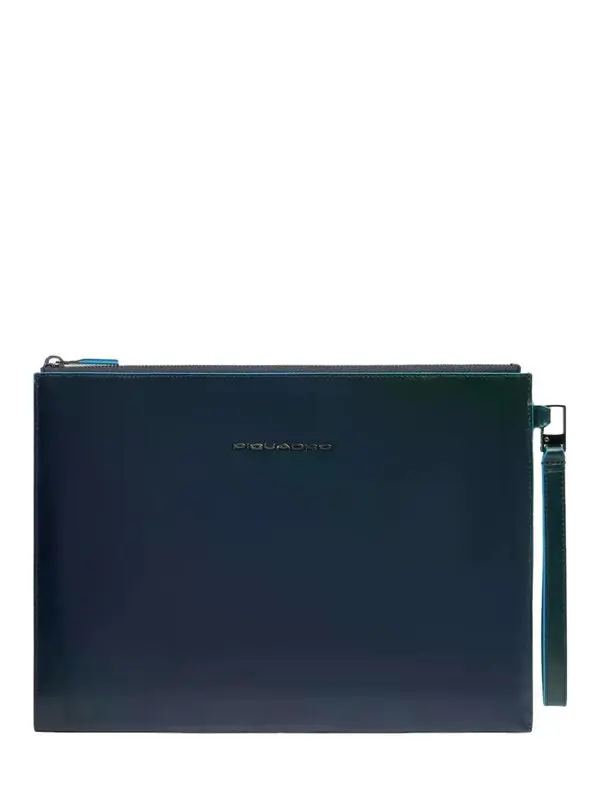 PIQUADRO Leather Clutch With Ipad Compartment - Blue