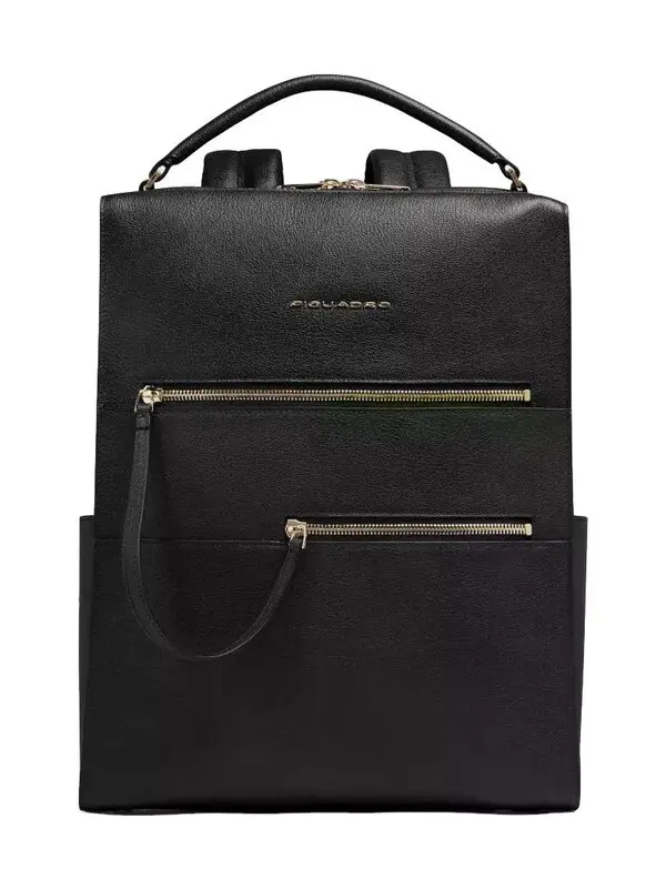 PIQUADRO Leather Backpack - Black
